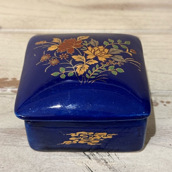 Accents | Vintage Japanese Trinket Box Cobalt Blue Porcelain With ...